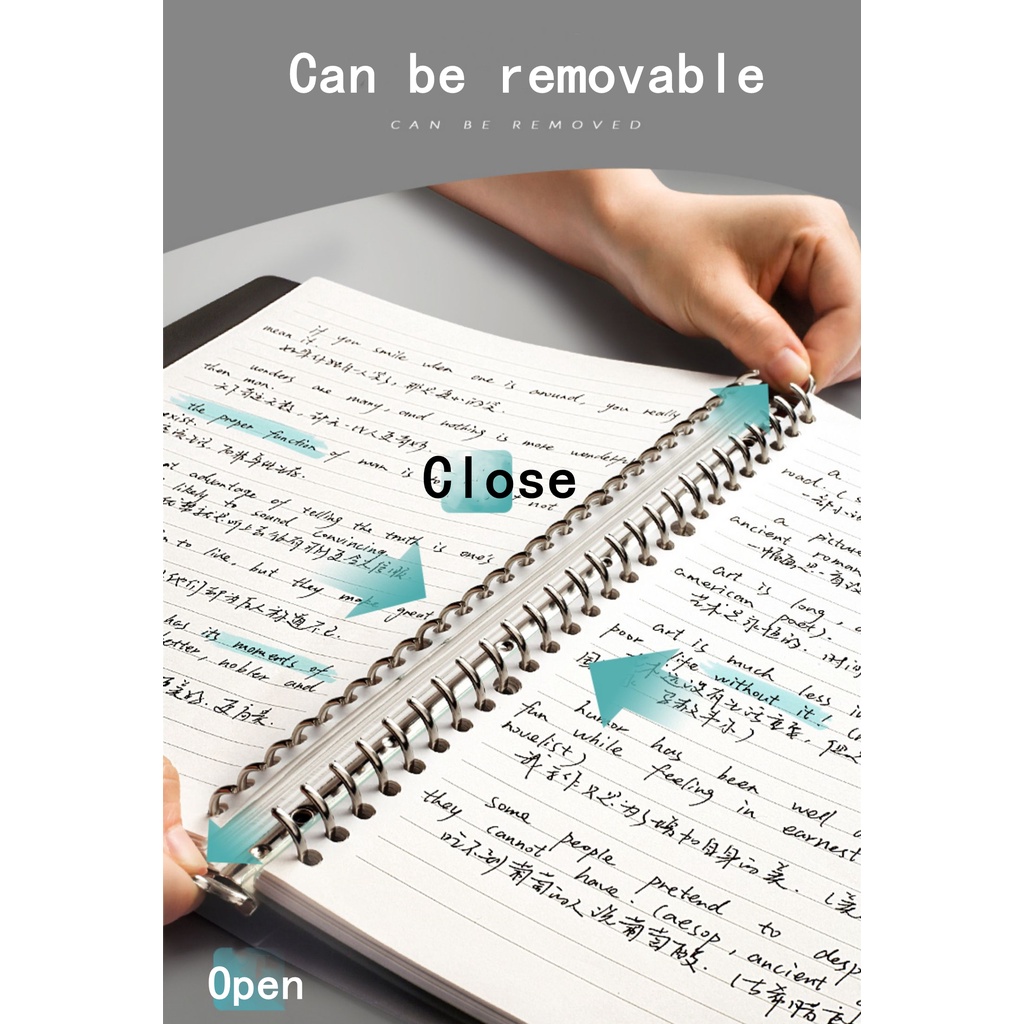 Binder Notebook A5 B5 A4 Refillable Binder Cover Loose Leaf 60 sheets ...