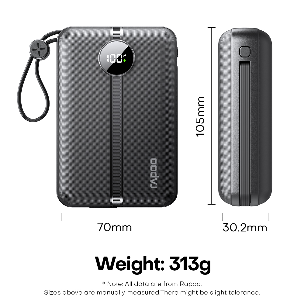 Rapoo RH20m Pro/RH20ms Pro 20000mAh Powerbank Built In Cable 22.5W ...