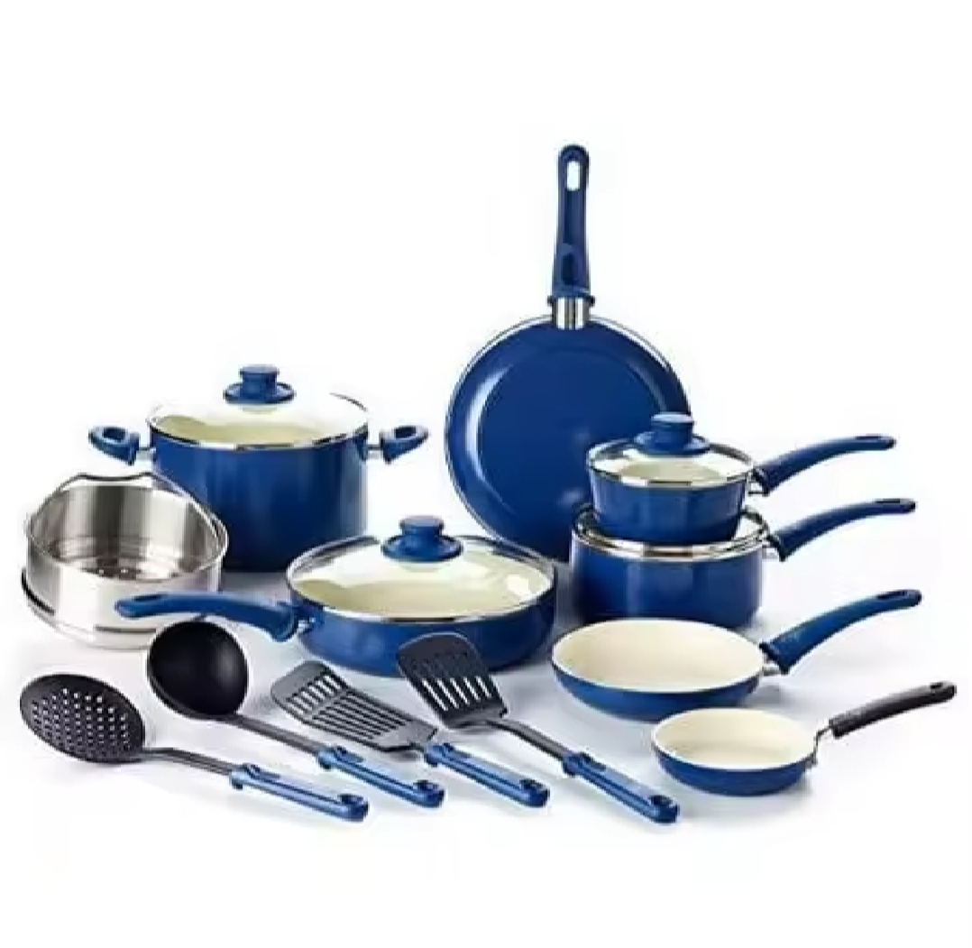 Non Stick Ceramic Cookware Set, Healthy Pot And Flat Bottomed Pot Set ...