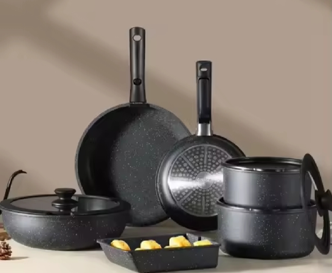 Non Stick Ceramic Cookware Set, Healthy Pot And Flat Bottomed Pot Set ...