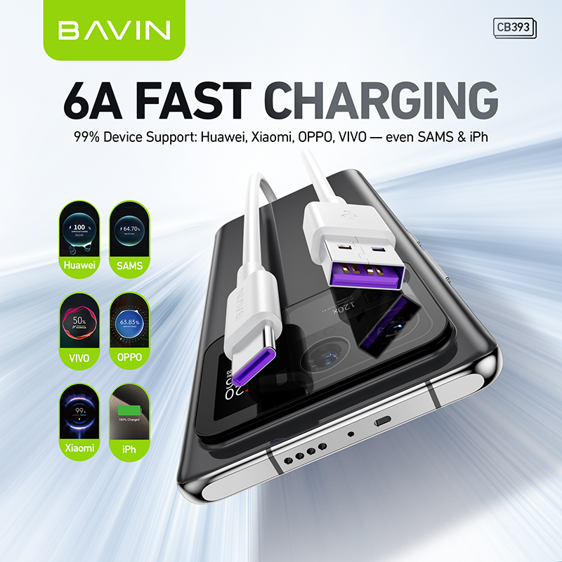 BAVIN CB393 6A Fast Charging & High-Speed Data Transfer USB to Type-C ...