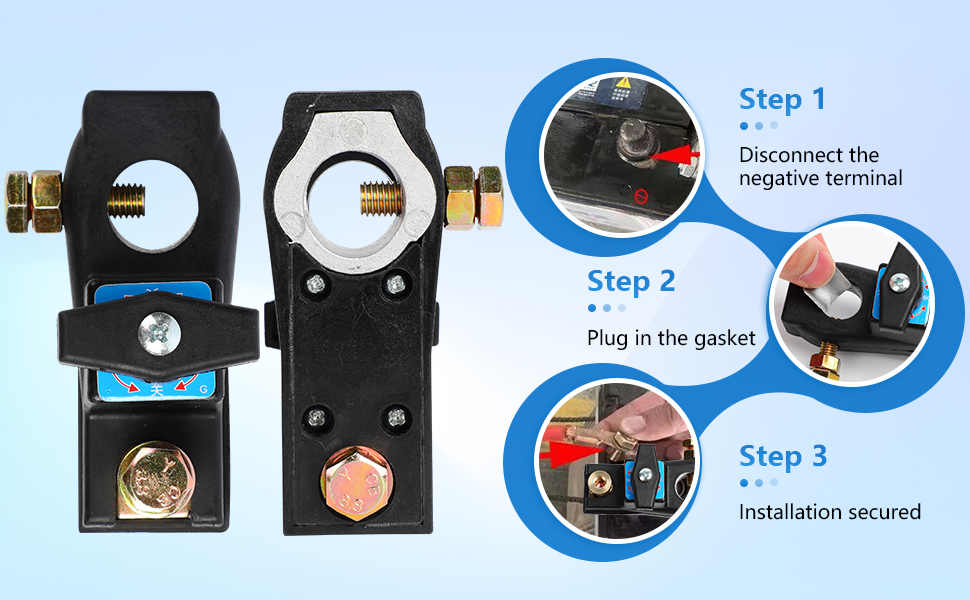 Car Battery Disconnect Switch 12V/24V Quick Cut-off Battery Terminal clamp Wire Cable Clamp ...