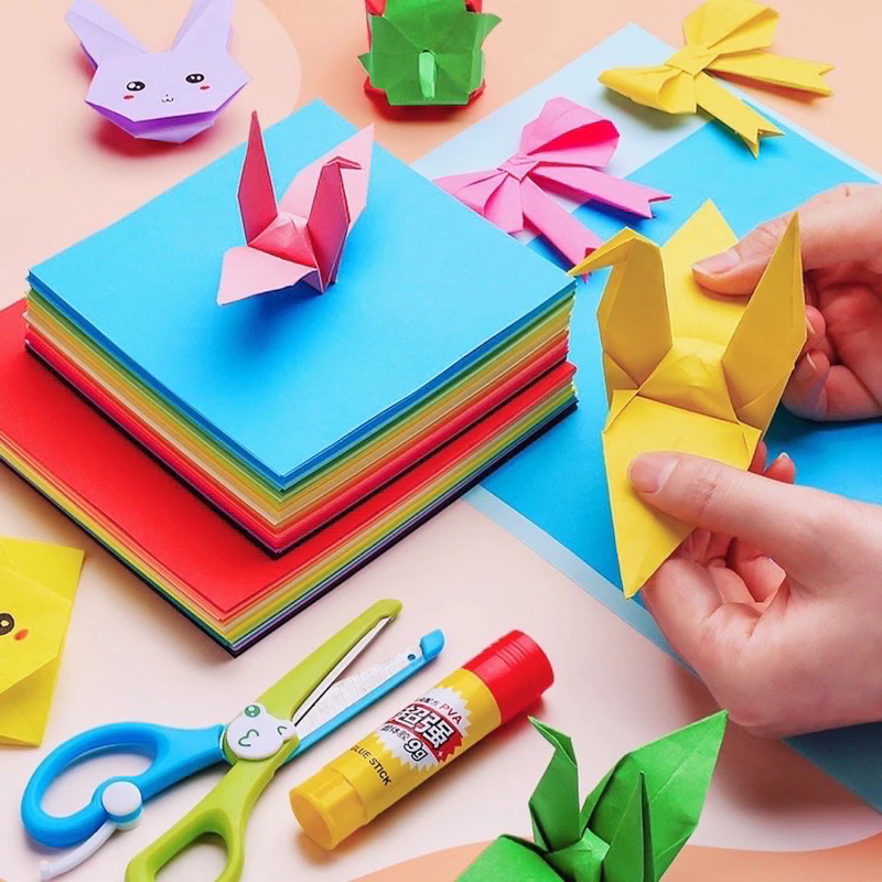100 Sheets A4 Colored Paper DIY Folding Colored Paper Gifts Wrapper ...