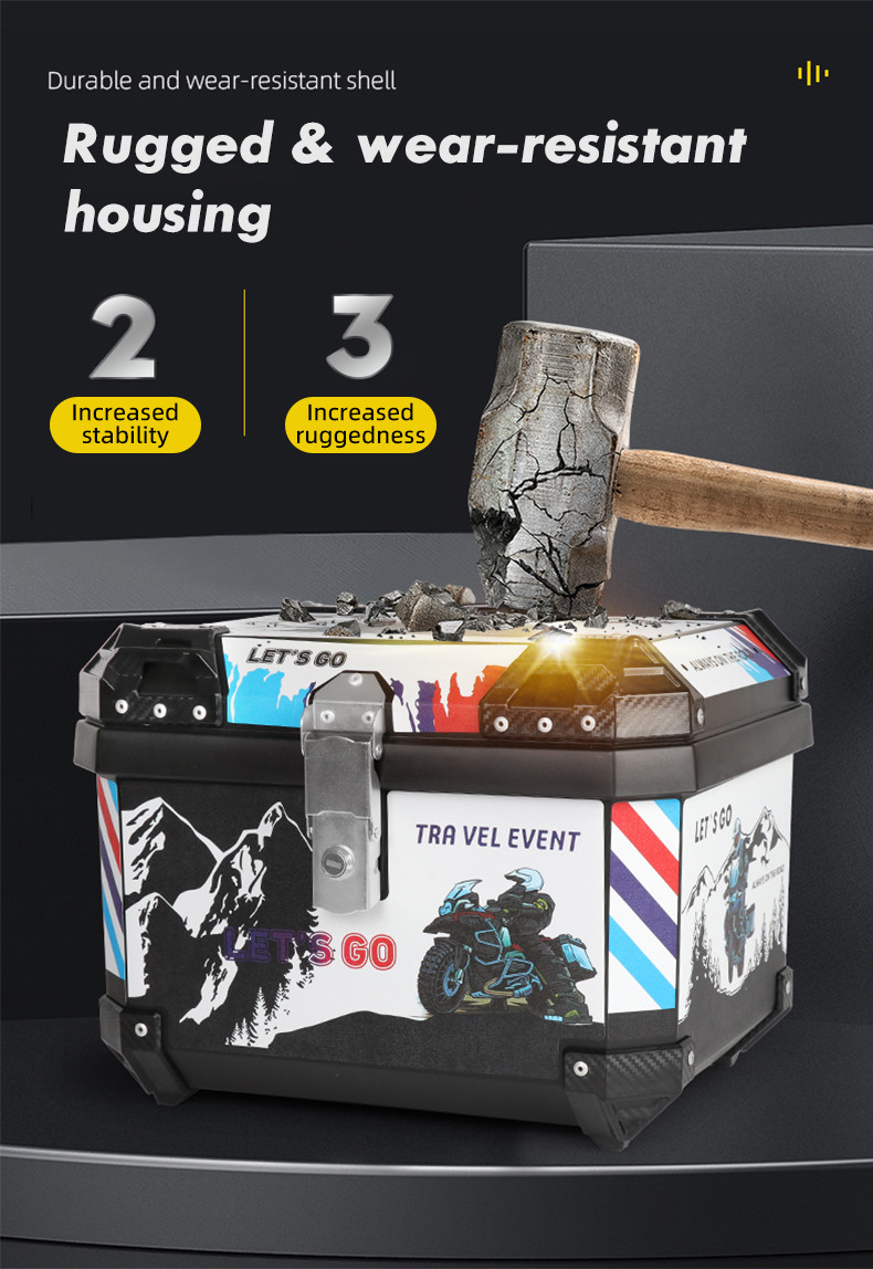 SOARFLY Top Box Motorcycle Alloy Top Box With Bracket Helmet Box Tail ...