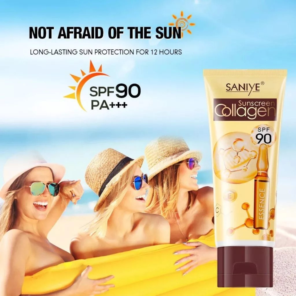 SANIYE Sunscreen Collagen Matte Foundation Sunblock Face Cream Whitening High Sun Protection ...