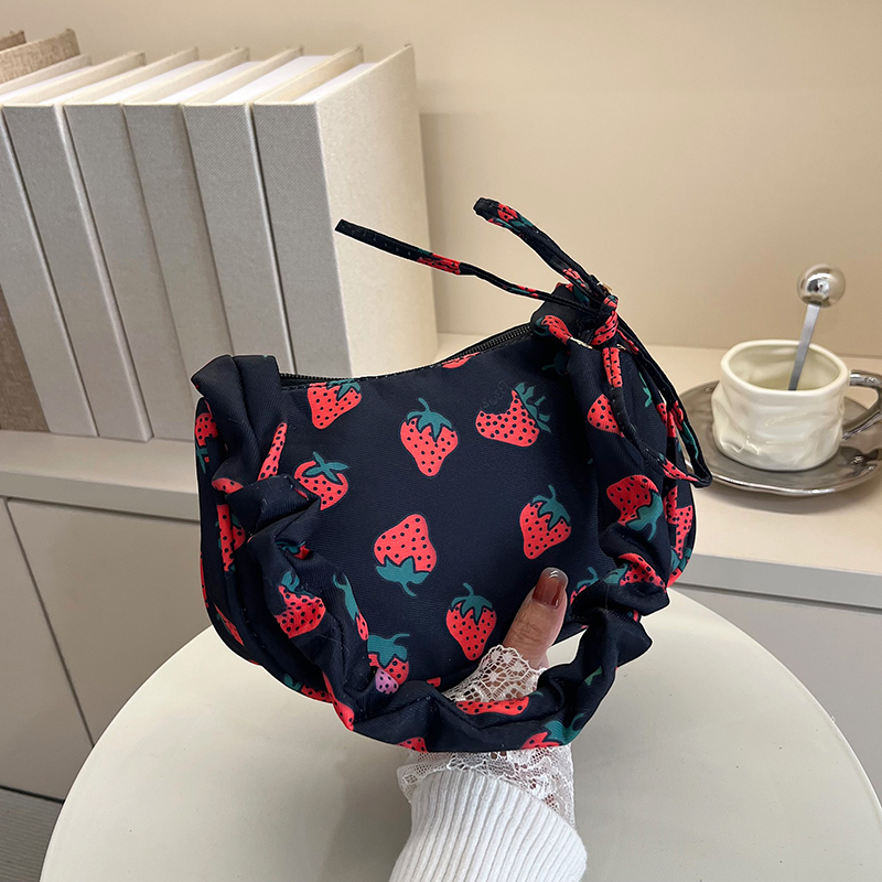 JSC Cute Strawberry Pattern Nylon Kilikili Bag for Woman College ...