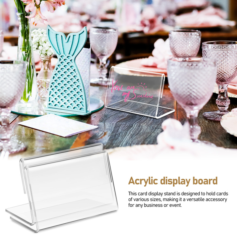 20pcs Acrylic Sign Holder Clear Plastic Table Top Name Card Price Tag ...