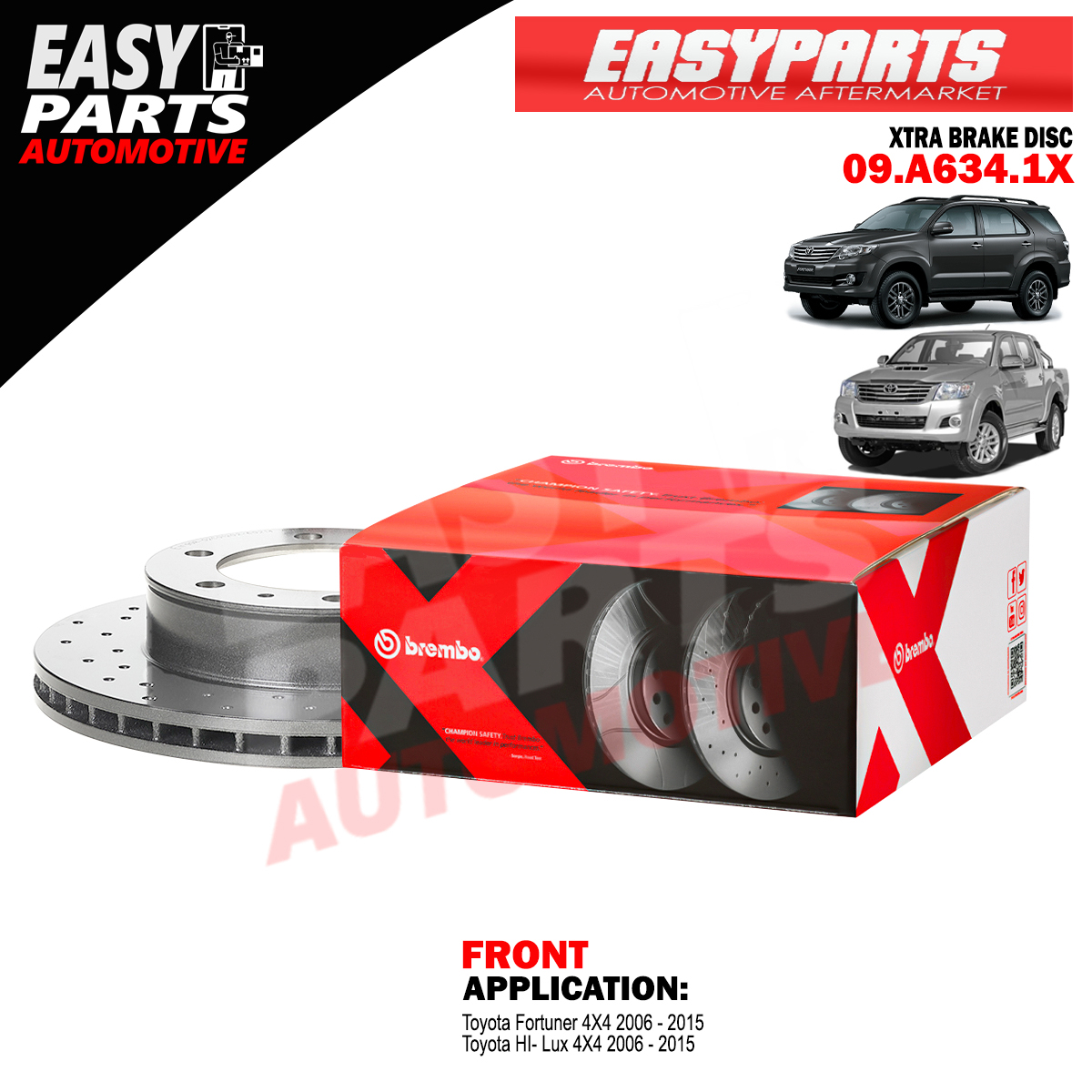 Brembo Rotor Disc 09.A634.1X Toy. Fortuner, HI- Lux 4x2 '06-15 Front | Shopee Philippines