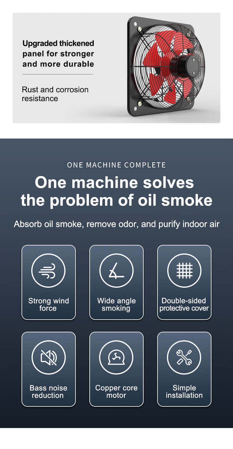 Exhaust Fan 10/12/14/16 Inch 7-Leaf All-metal Ventilation fan Room/Kitchen Exhaust fan Low Noise ...