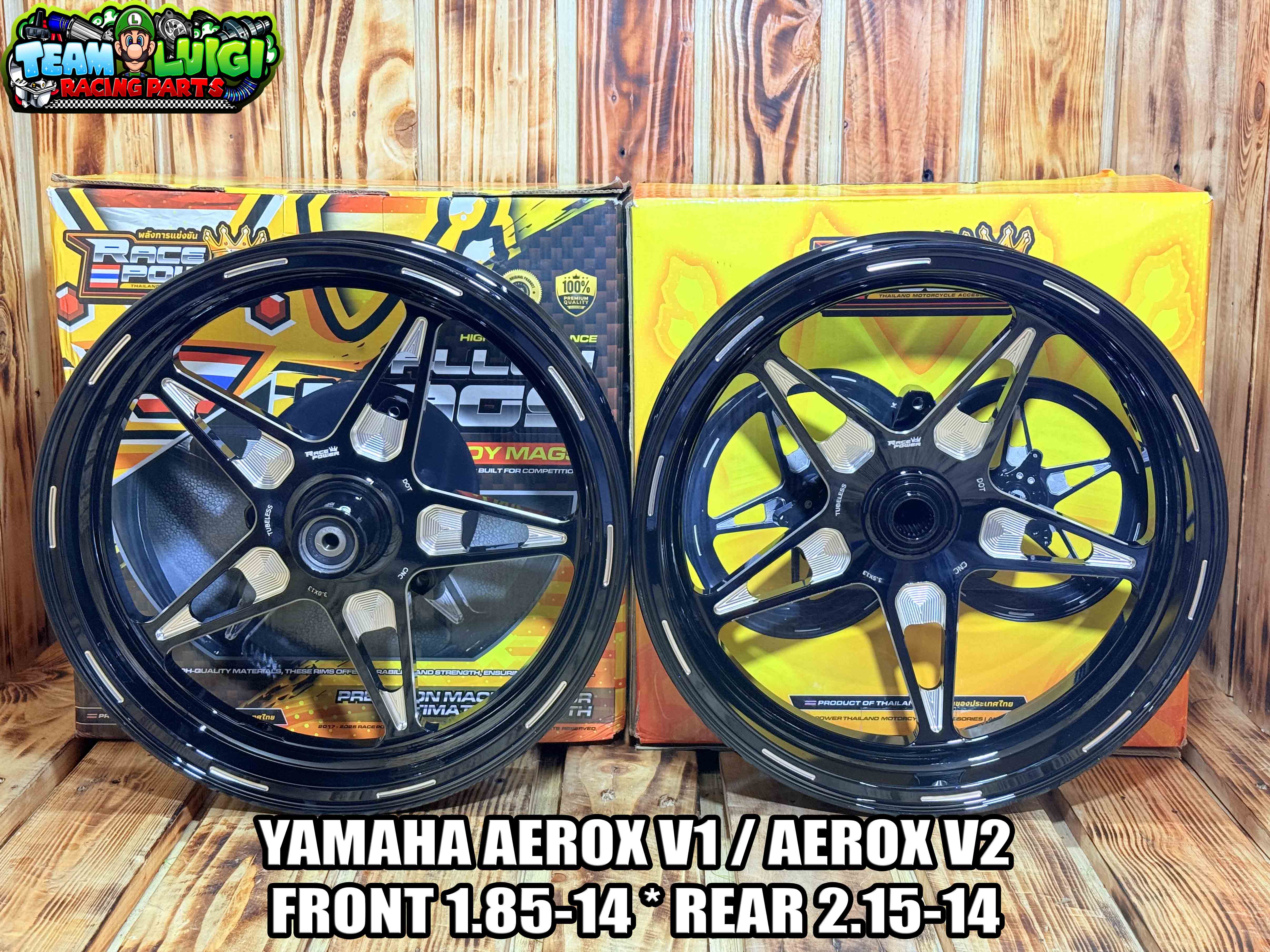 RACE POWER CNC MAGS 14s 5 SPOKES YAMAHA AEROX V1, AEROX V2 MADE IN ...