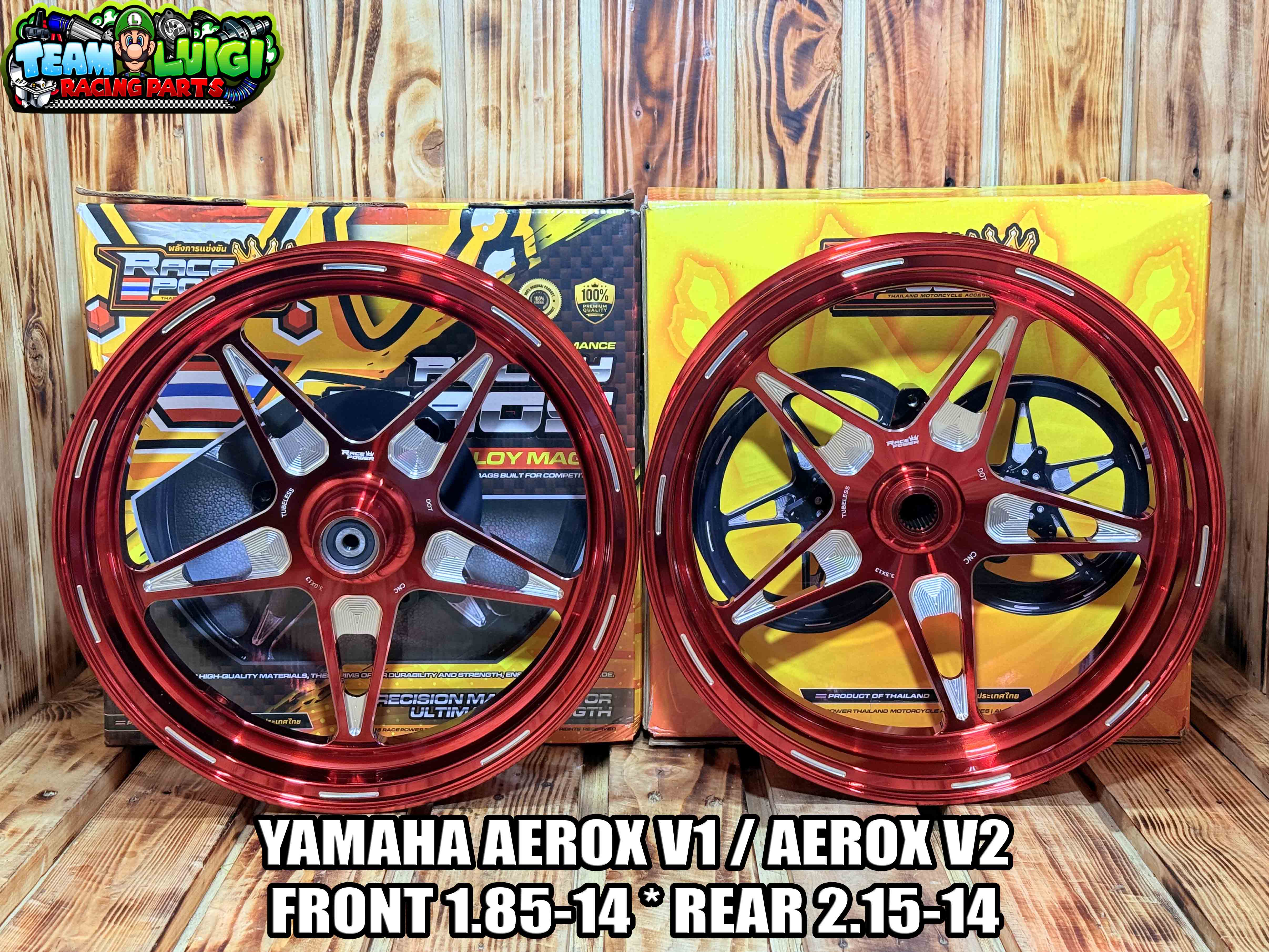 RACE POWER CNC MAGS 14s 5 SPOKES YAMAHA AEROX V1, AEROX V2 MADE IN ...