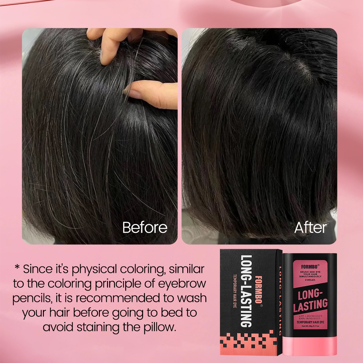 FORMBO Hair Dye Stick Organic Hair Color Stick Original Instant Gray ...
