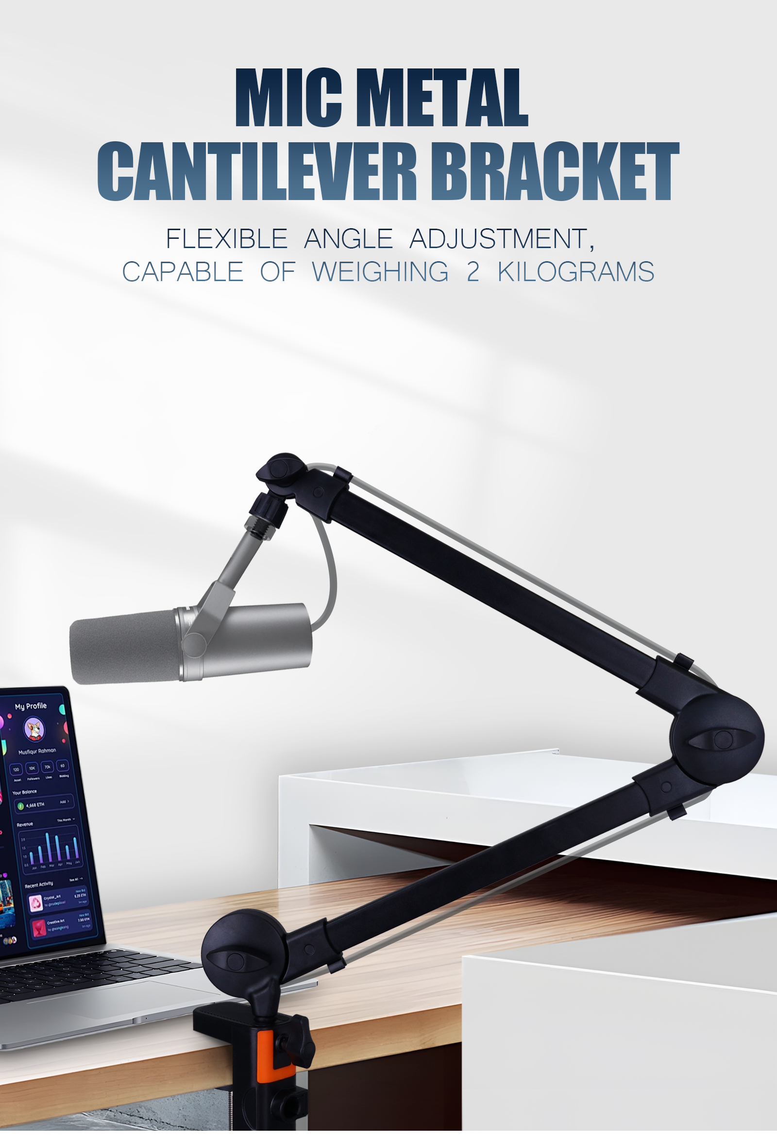 Microphone Stand Heavy-Duty Microphone Desktop Arm Stand All-in-One Kit ...
