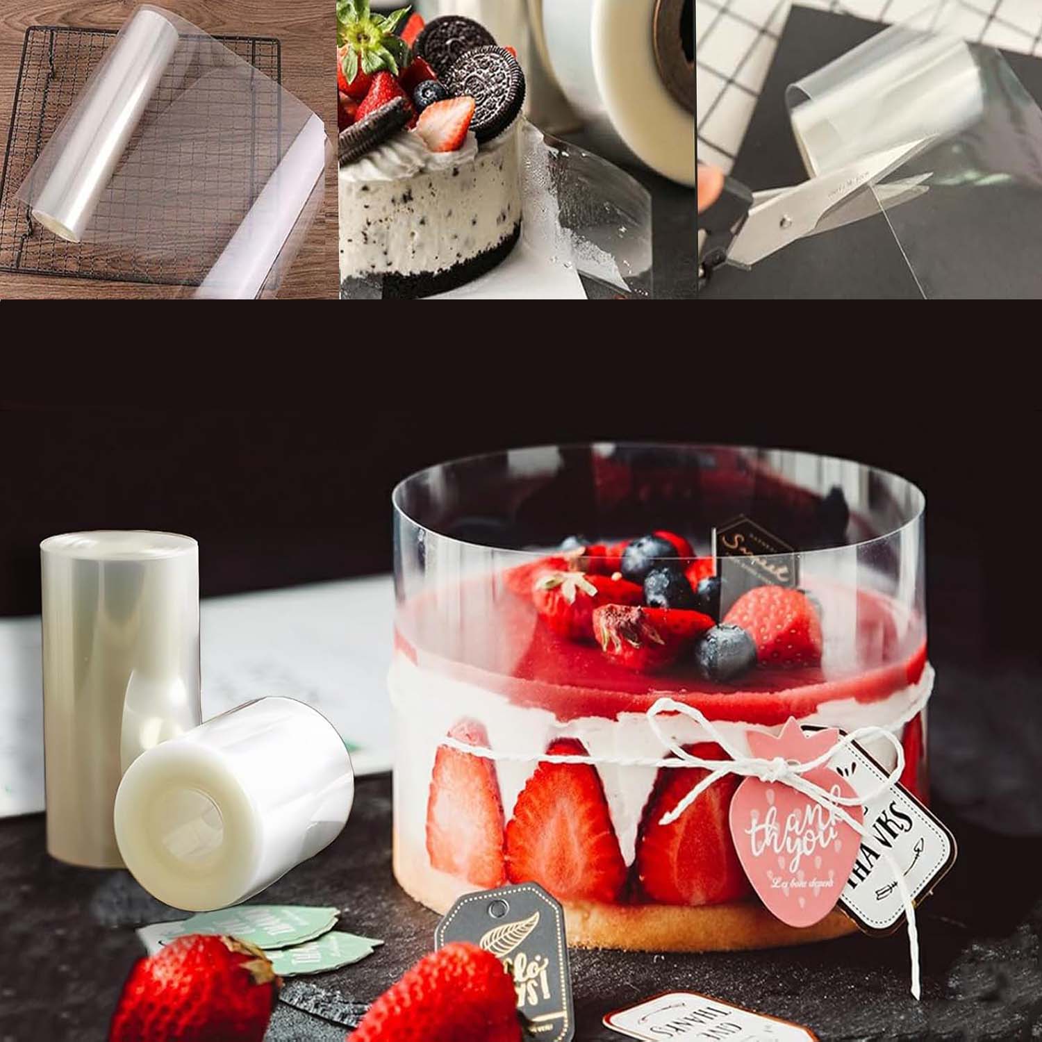 Clear Cake Film Collar Acetate Sheets Rolls for Baking Surrounding Edge ...