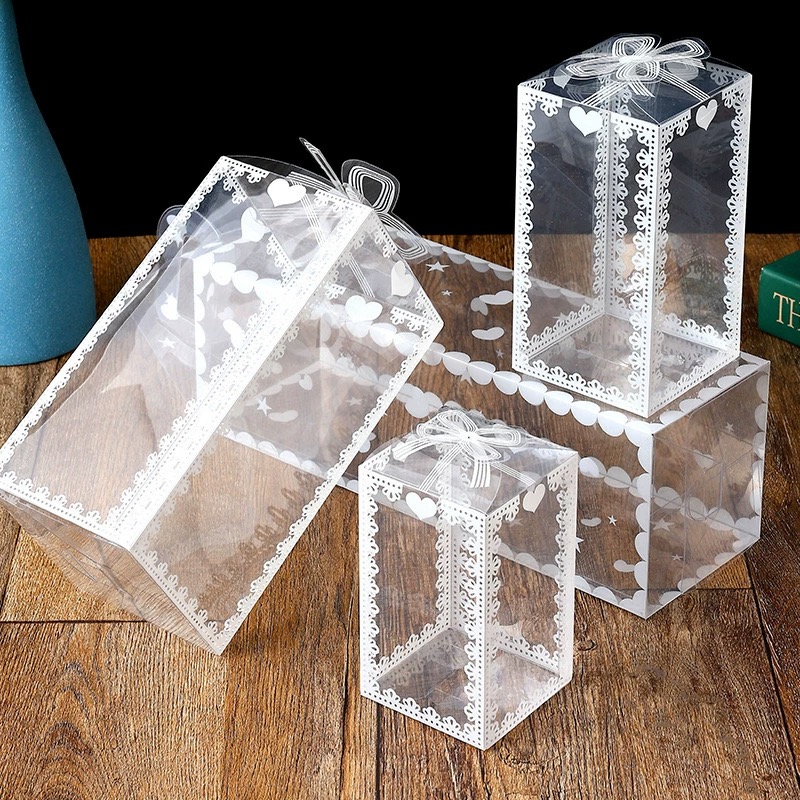 10pcs PVC Acetate Box With Bowknot For Gift Boxes Gift Wedding Birthday ...