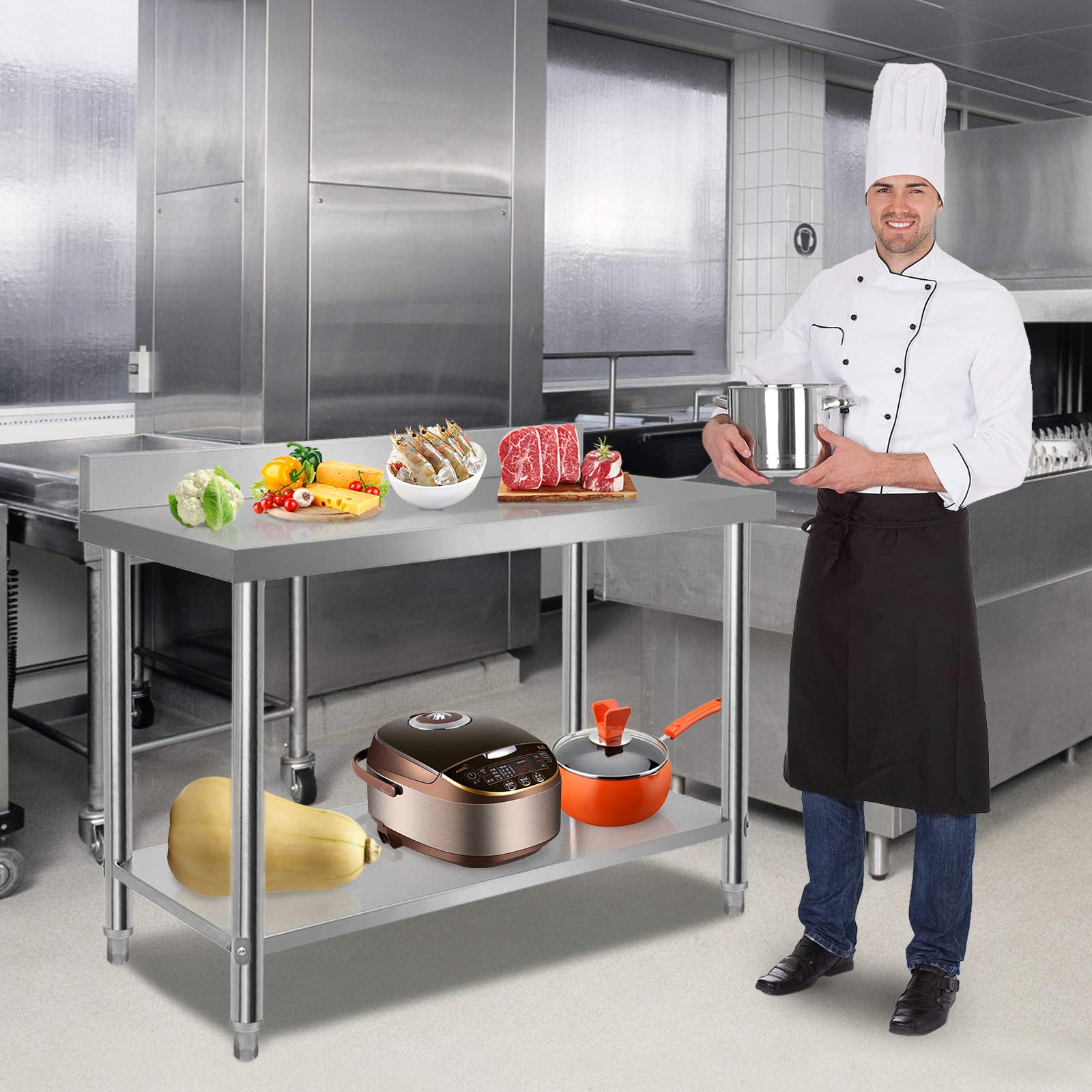 304 Stainless steel Table For Kitchen 2-layer Worktable 3-layer ...