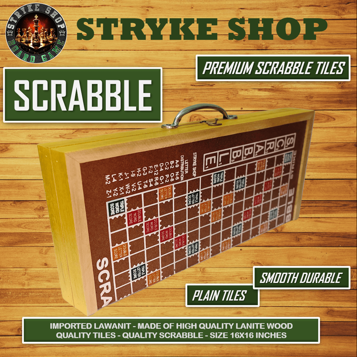Scrabble Wooden Foldable Board Gamed – Premium Tiles & Free Storage ...
