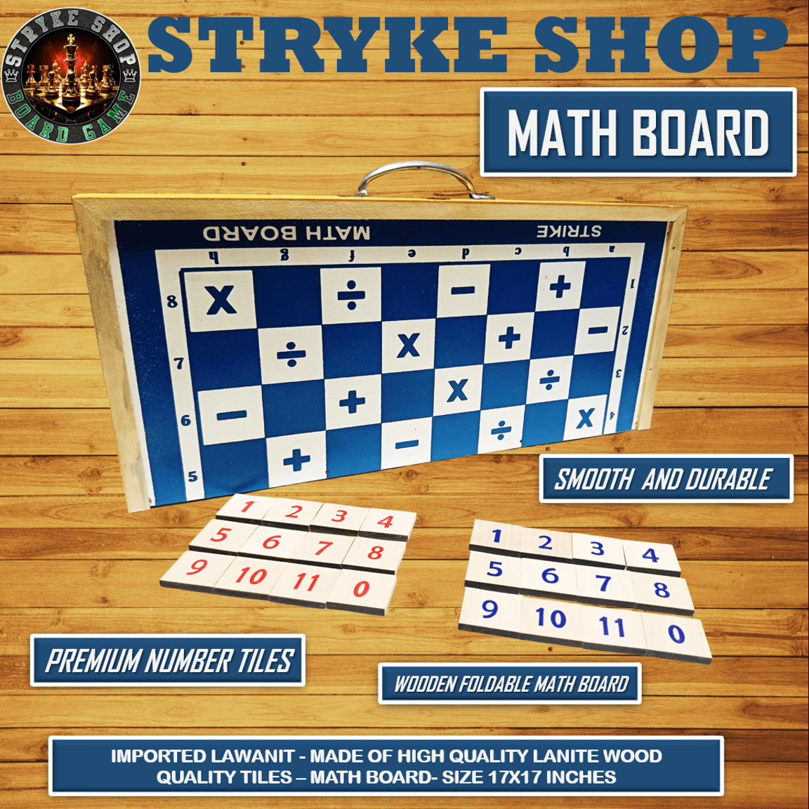 Premium Wooden Damath Board – Educational Math & Strategy Game ...