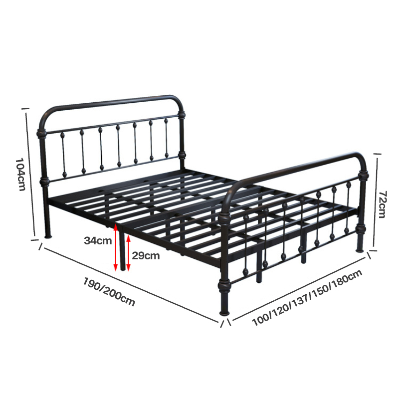 Metal Bed Frame Single/Double Anti rust treatment easy assembly bedroom ...