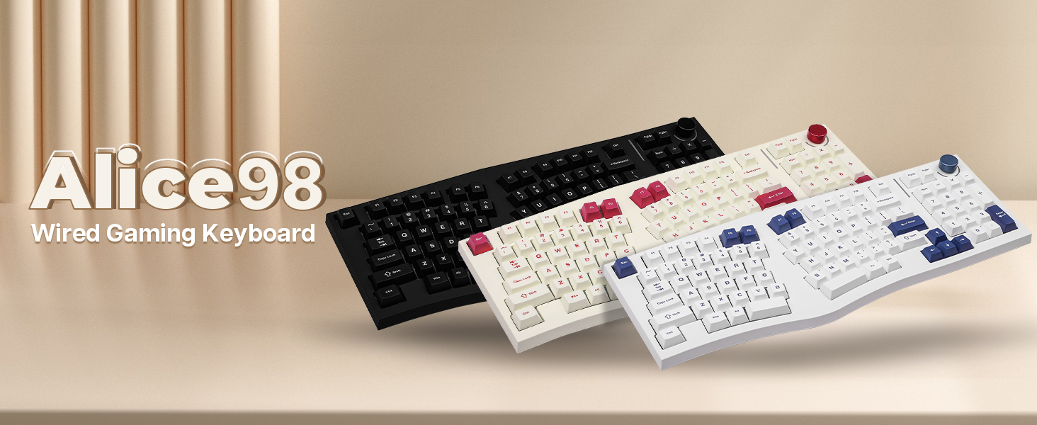 FEKER Alice98 Pro 3-Mode Hot-Swappable Ergonomic Mechanical Keyboard ...