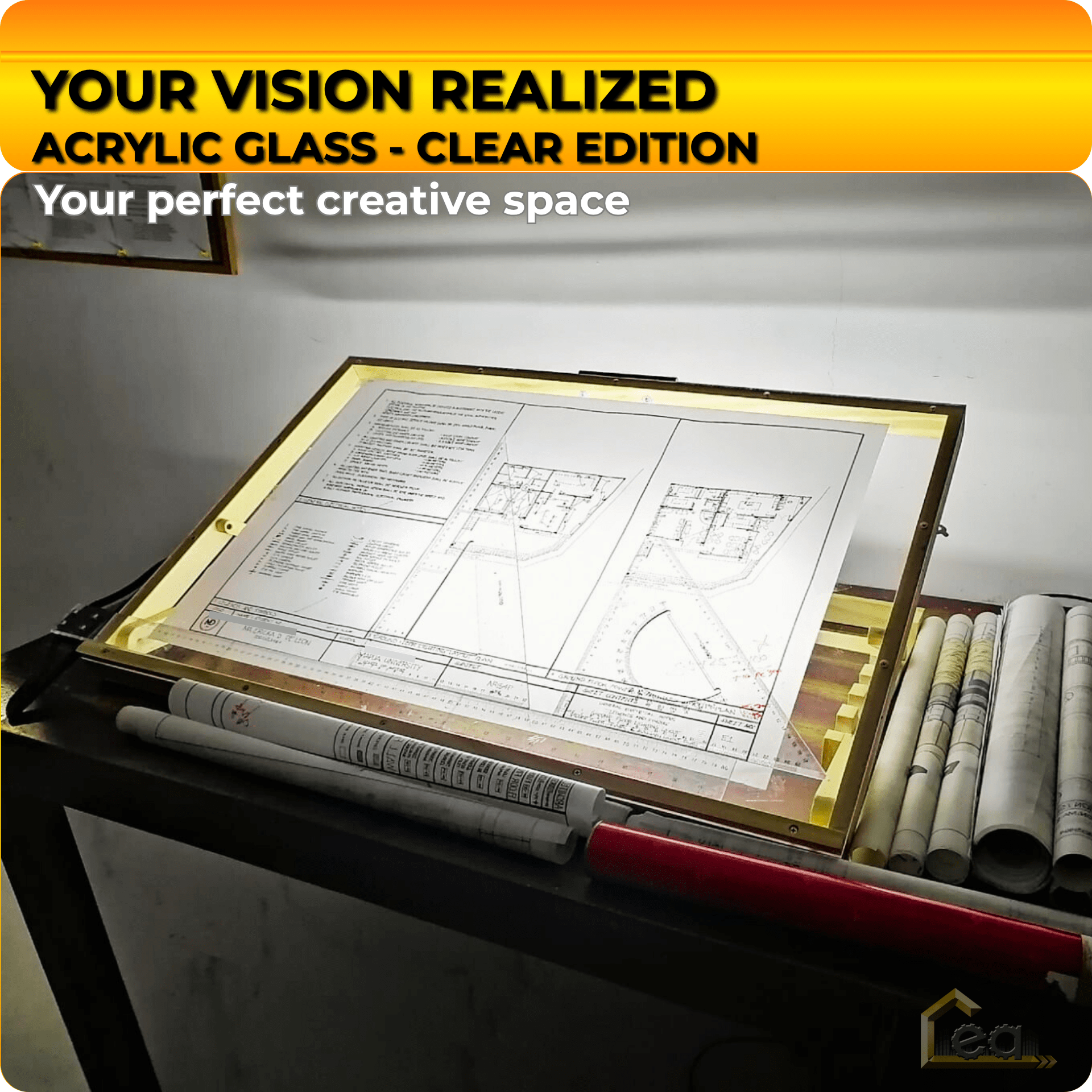 CEA Portable Drawing & Drafting Table Board | Clear Acrylic Glass for ...