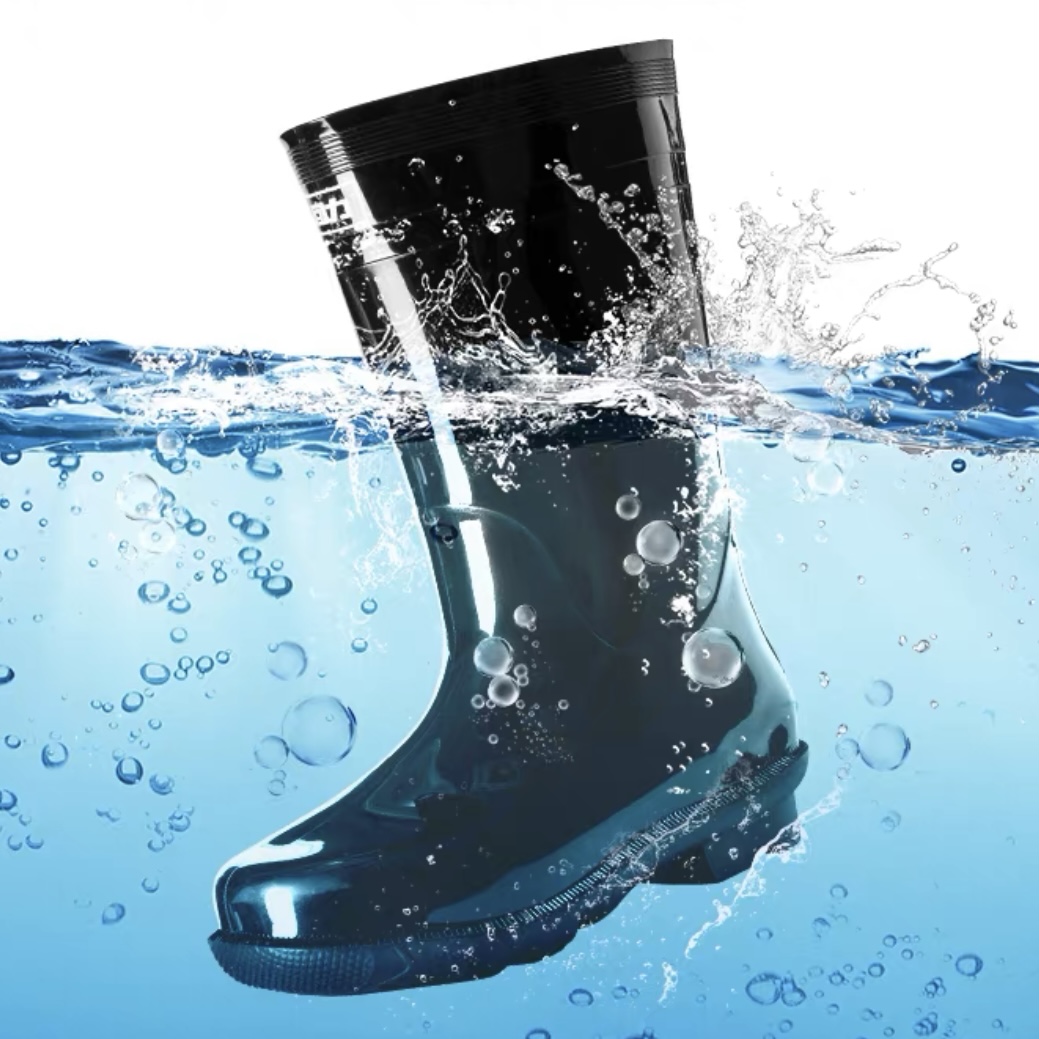 Mid cut rain bota simple plain rain flood boots for men rubber wear ...