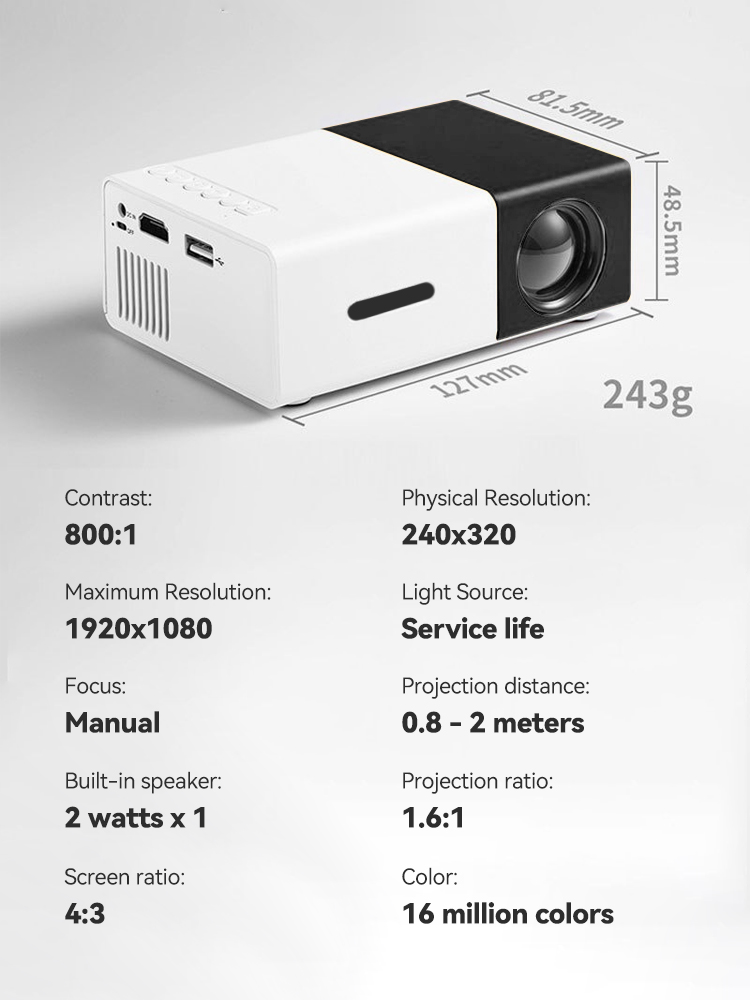 Portable Projector 4K Full HD 1080 LED Mini Projector Home Theater ...