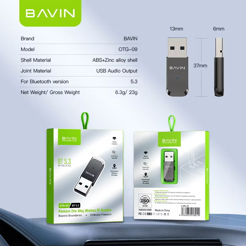 BAVIN 09 Bluetooth Receiver 5.3v Dongle Adapter 20m For Audio Devices ...