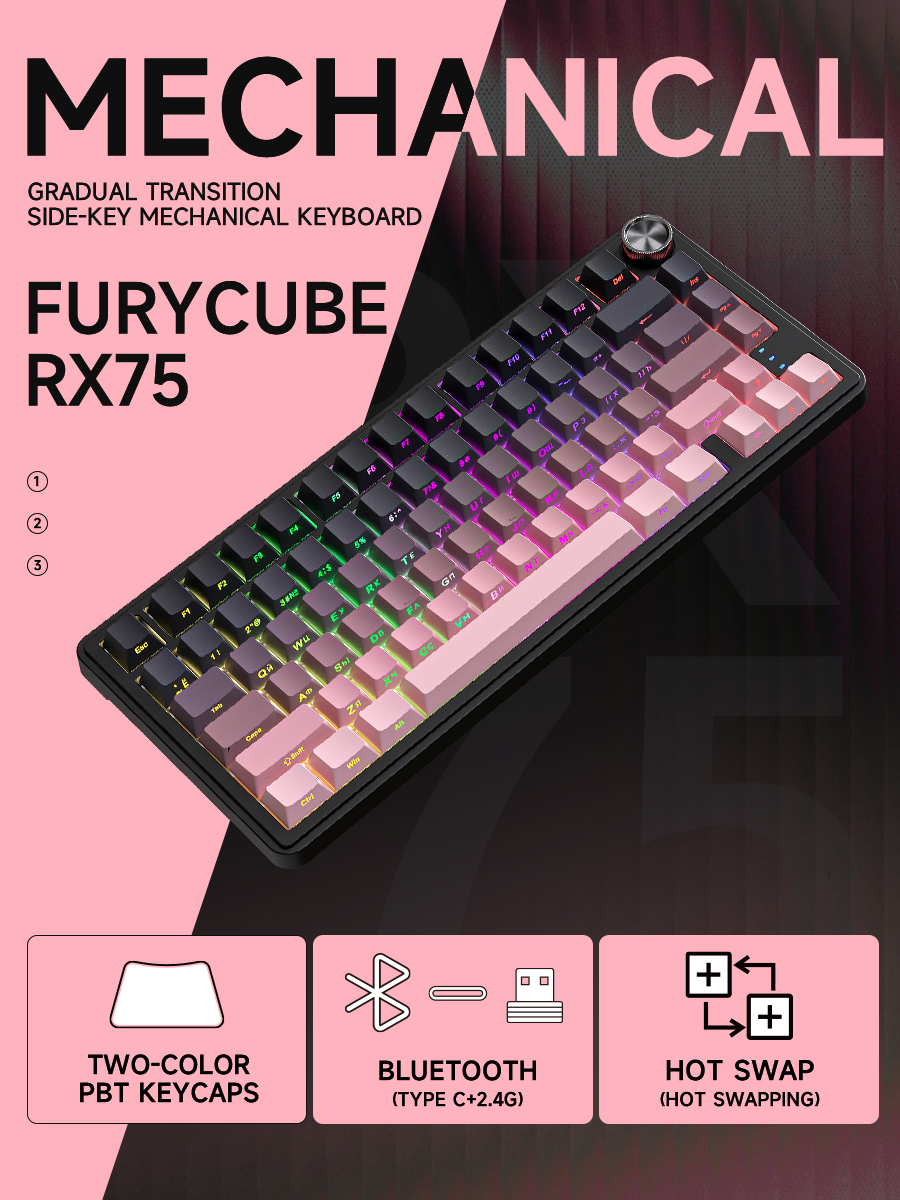 ZIFRIEND RX75 PRO Mechanical Keyboard Gasket Structure Tri-mode ...