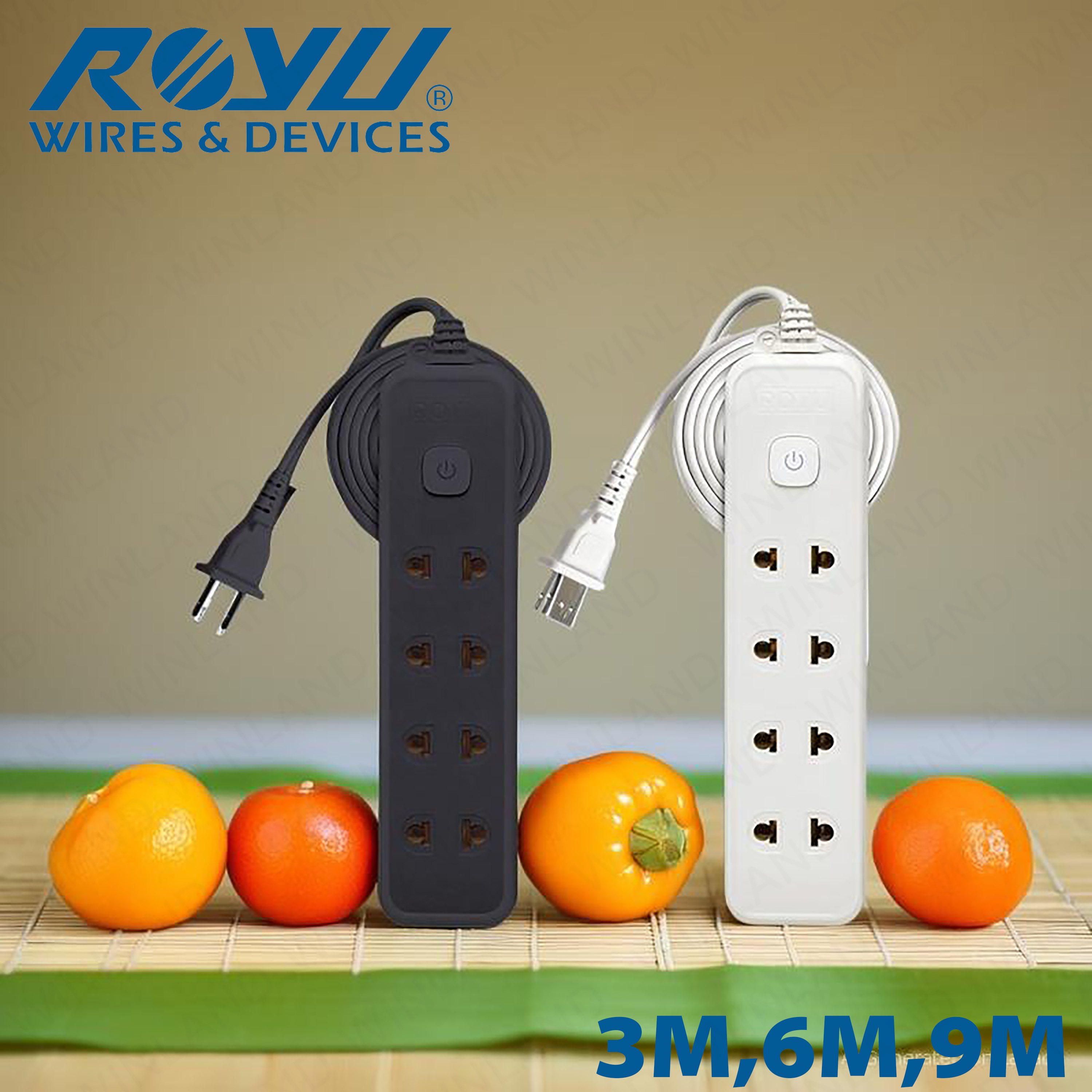 Royu by Winland 4+1 Gang 3M, 6M, 9M Extension Cord w/ Push Button ...