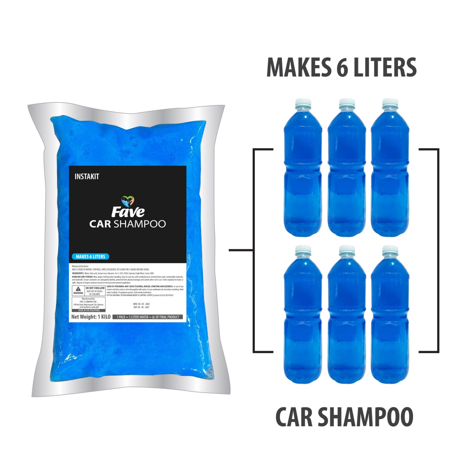 FAVE DIY INSTAKIT CAR SHAMPOO Soft on Paint Bold on Shine Enhances Car ...