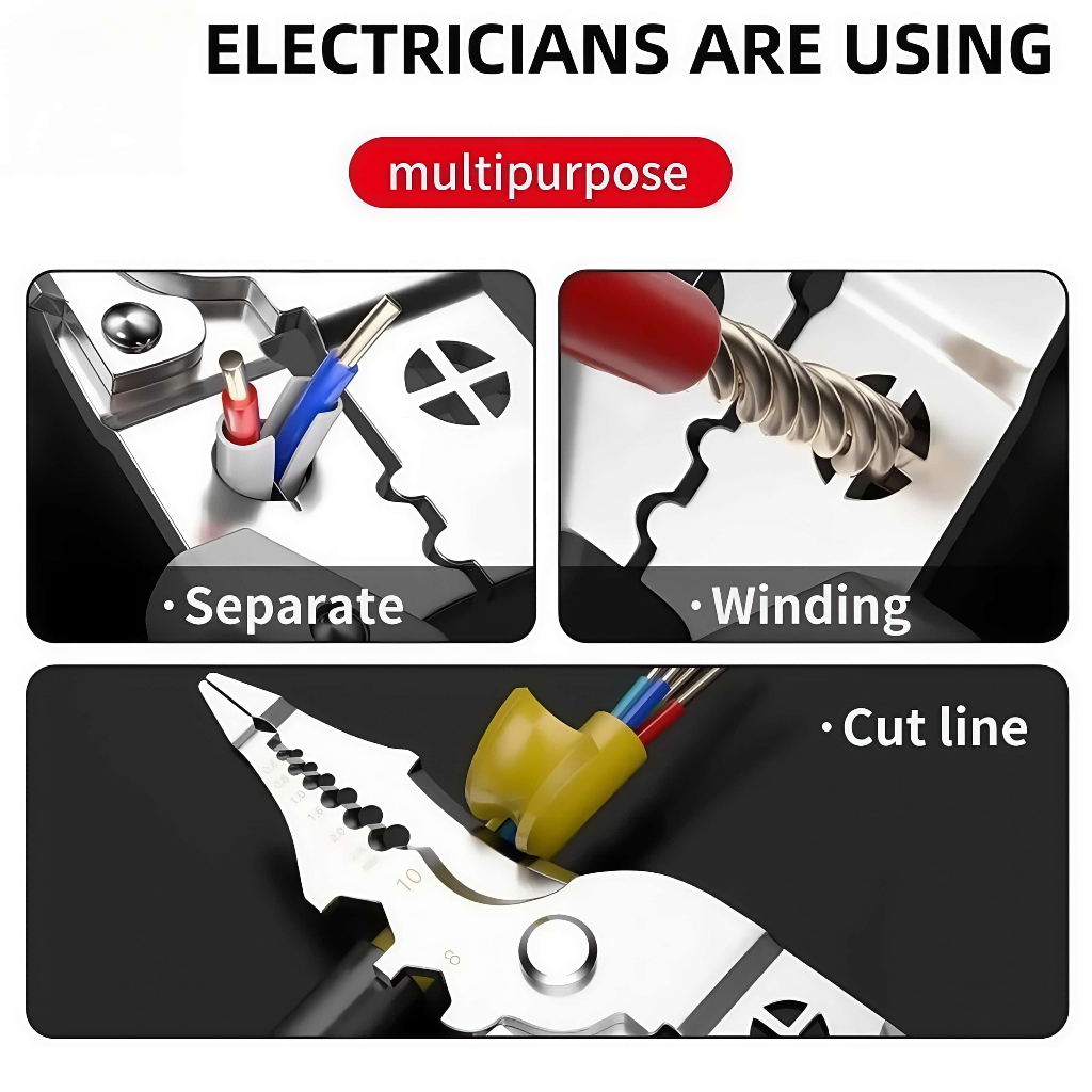 Electrician Wire Stripping Pliers Specific Crimper Cable Cutter ...
