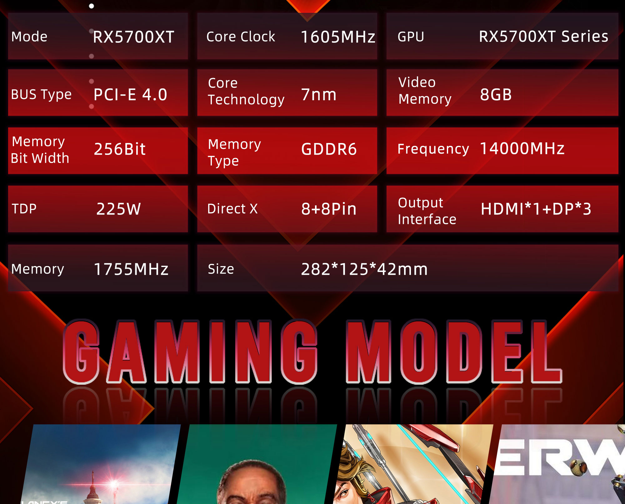 AISURIX Brand New RX 5700XT 8G Graphics Card GDDR6 GPU Video card For ...