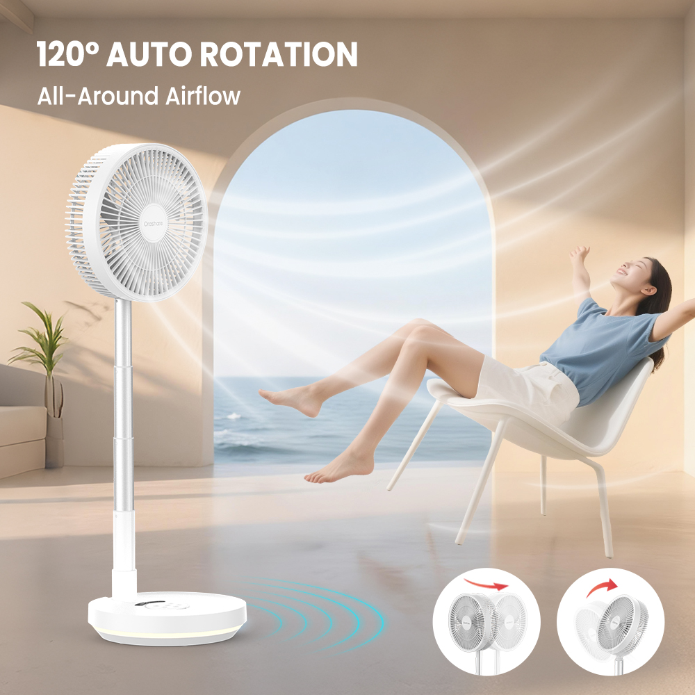 Orashare DSF01 10 Inch Stand Fan Oscillating 10000mAh Rechargeable Fan ...