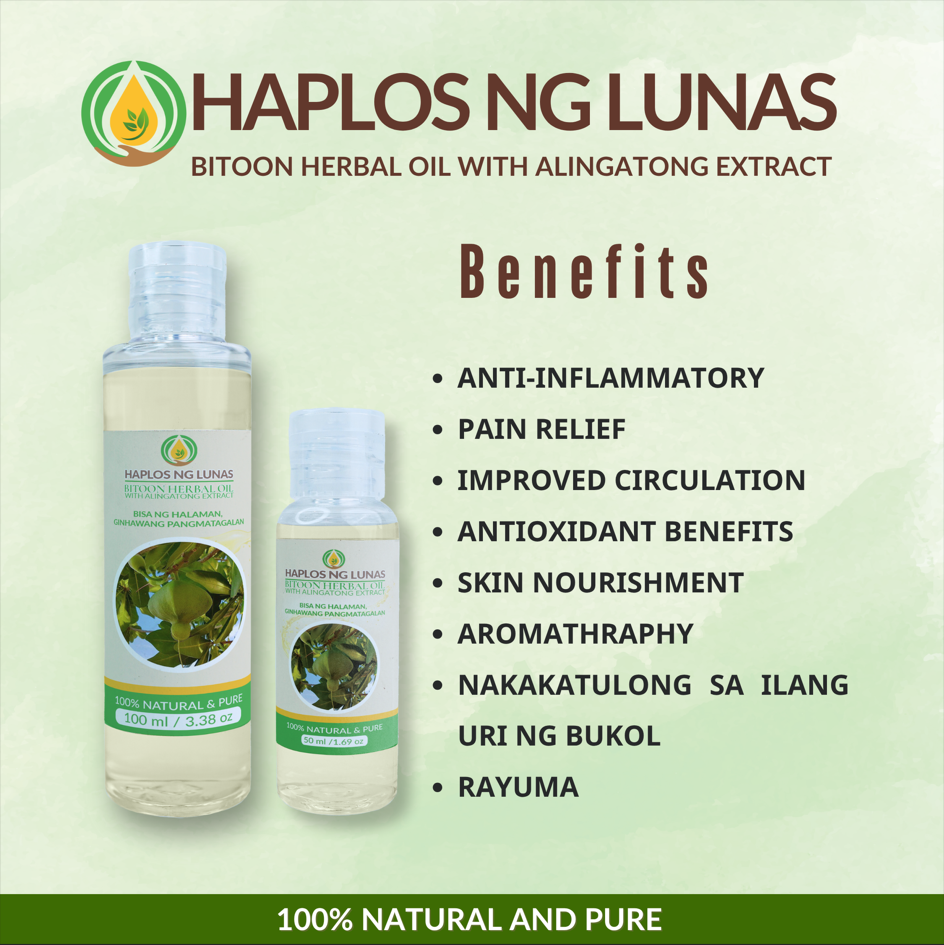 Haplos ng Lunas Bitoon Herbal Oil with Alingatong Extract Oil | Shopee ...