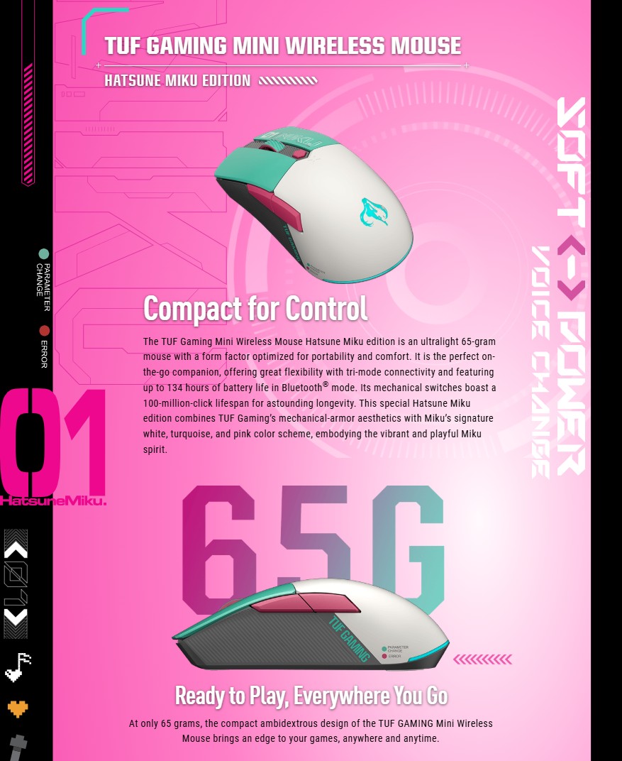 Asus TUF P521 Hatsune Miku Edition Lightweight RGB Aura Sync Mini ...