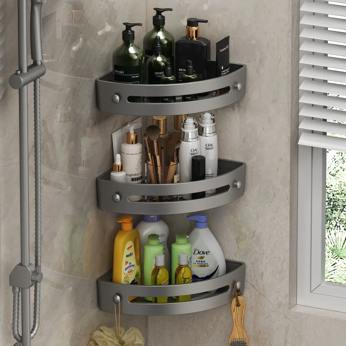 Buy 1 Take 2 Bathroom Corner Shelf Punch-free Wall Mounted Triangle ...