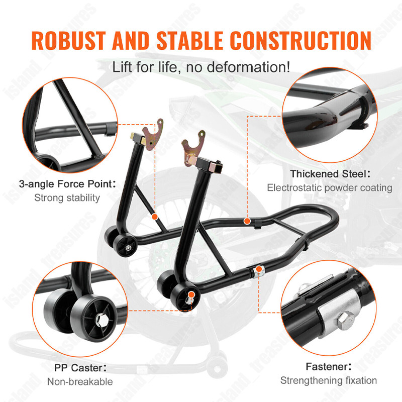 Motorcycle Paddock Stand 2 in 1 Front/Rear Wheel Support Stand Repair ...