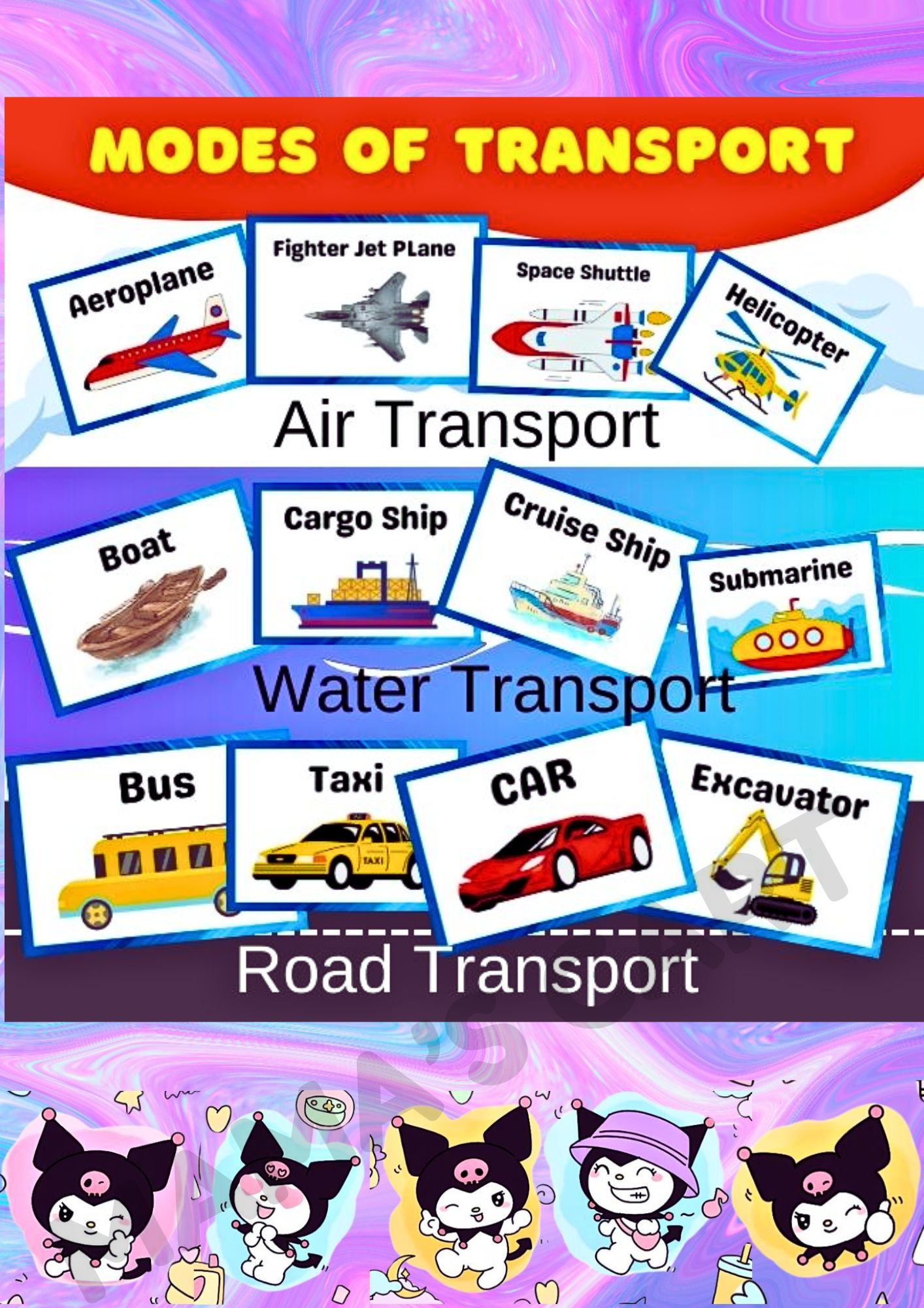 KUROMI EDUCATIONAL CHARTS A4 SIZE LAMINATED FOR KIDS ALPHABET NUMBERS ...