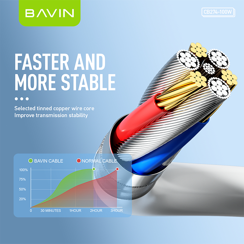 BAVIN CB274 100W Fast Charging Type-C Cable for Laptop & iPh16 25/30cm ...