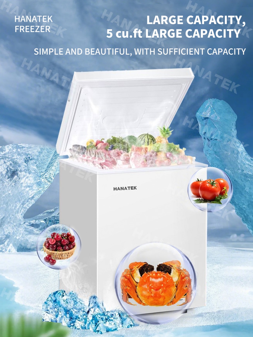 HANATEK Freezer Inverter Chest Freezer Refrigerator Mini Freezer ...
