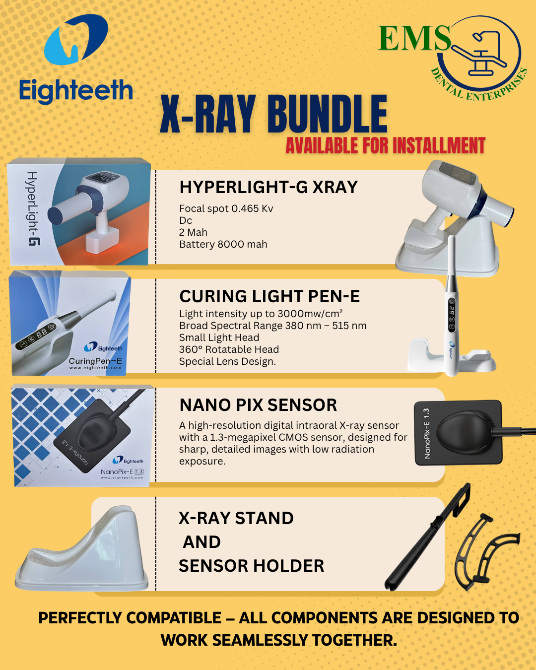 DENTAL X-RAY BUNDLE HYPERLIGHT G-XRAY,SENSOR,CURING PEN,XRAY STAND ...