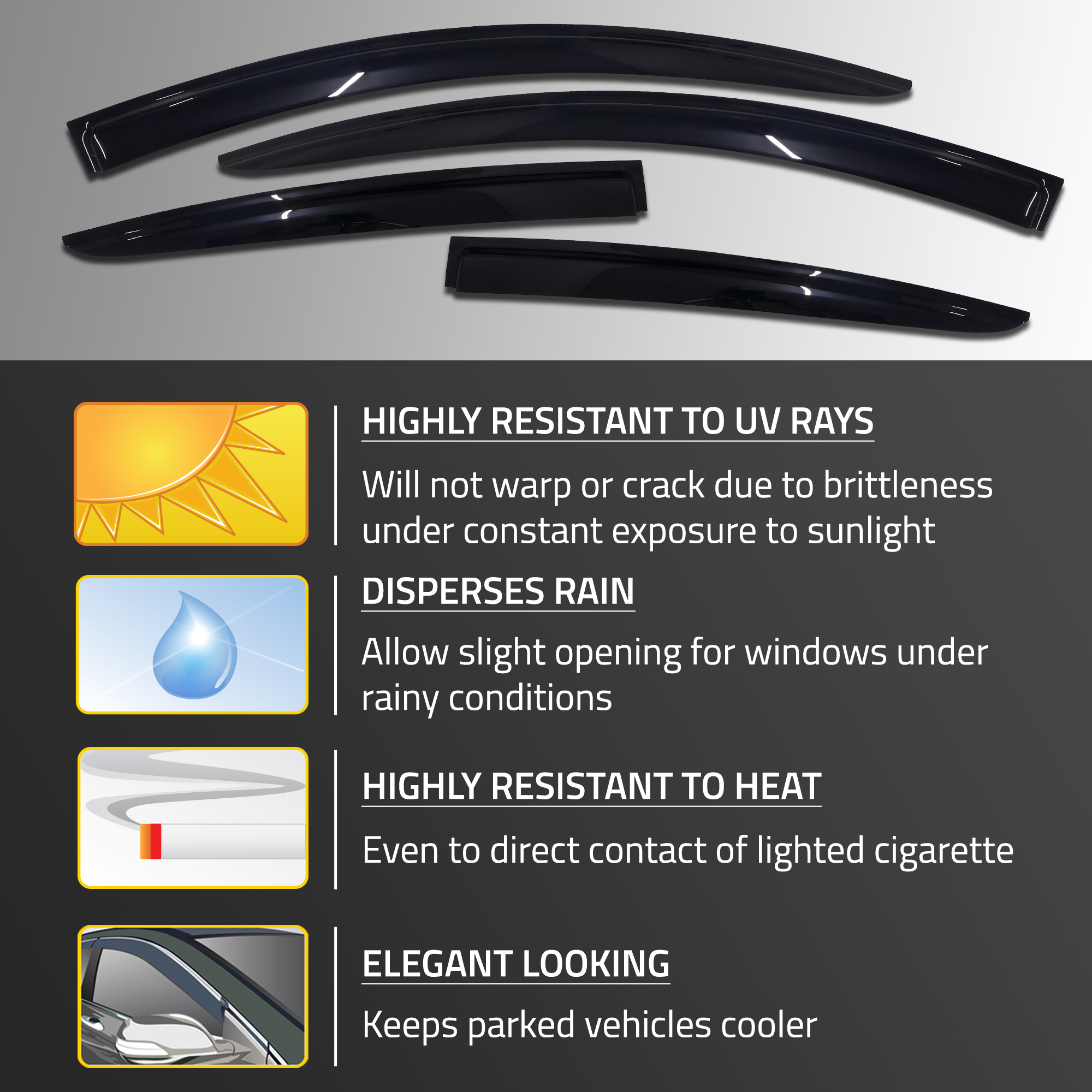 AUTO CLOVER Door Visors/Rain Guard for Hyundai Accent Hatchback 5DR ...