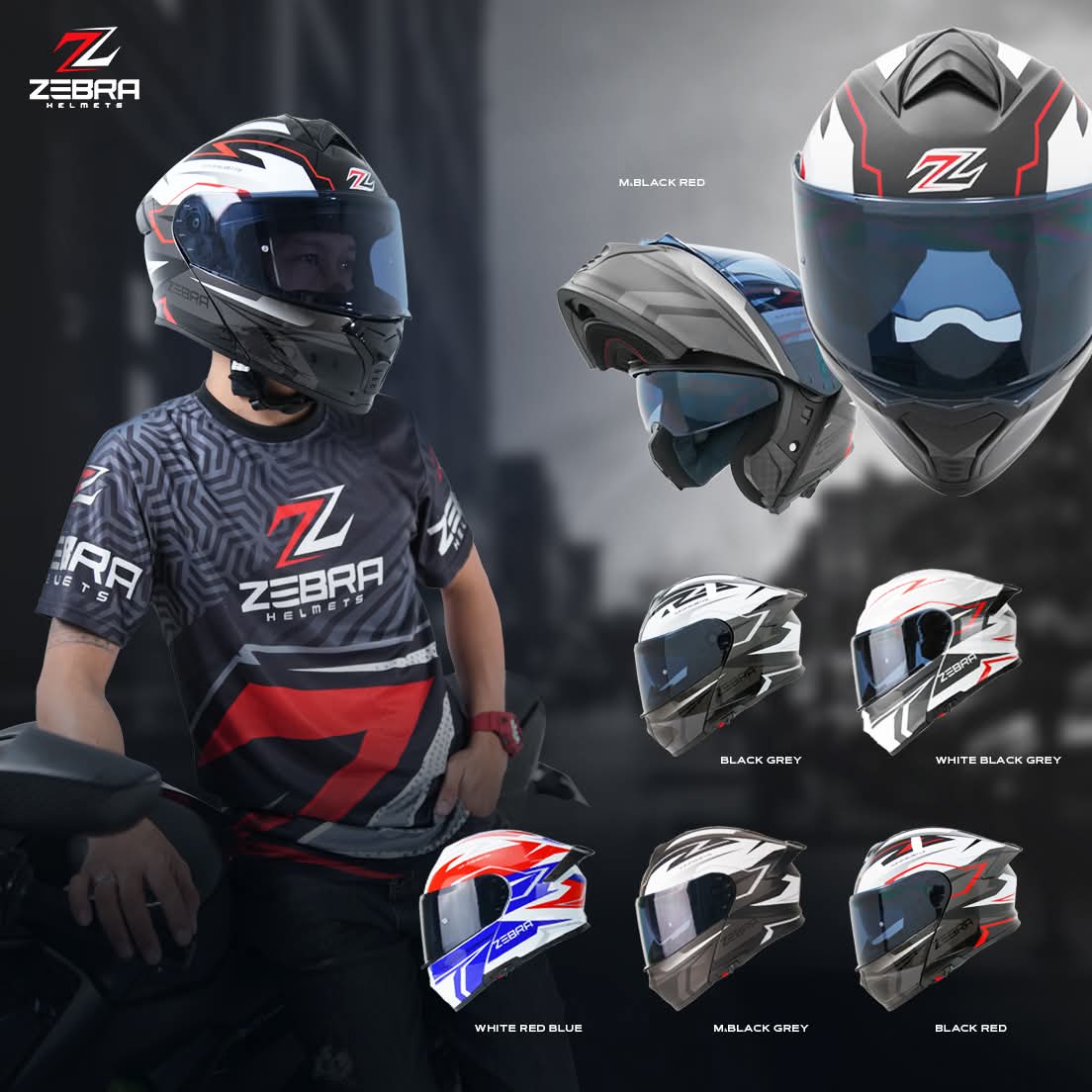 ZEBRA 113 Ritzy Modular Dual Visor Helmet Full Face for Motorcycle Men ...