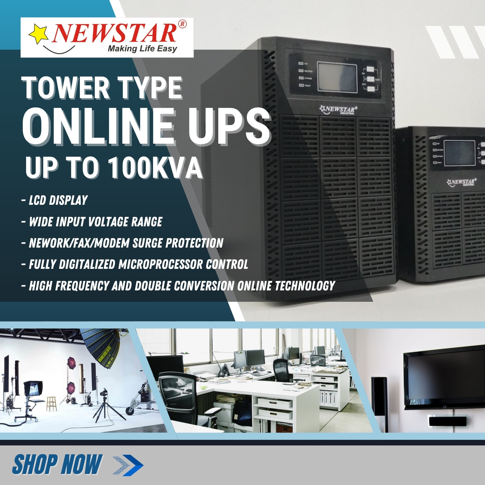 Newstar UPS NUL-3KVA/S2 Online Uninterrupted Power Supply 3KVA 220V ...