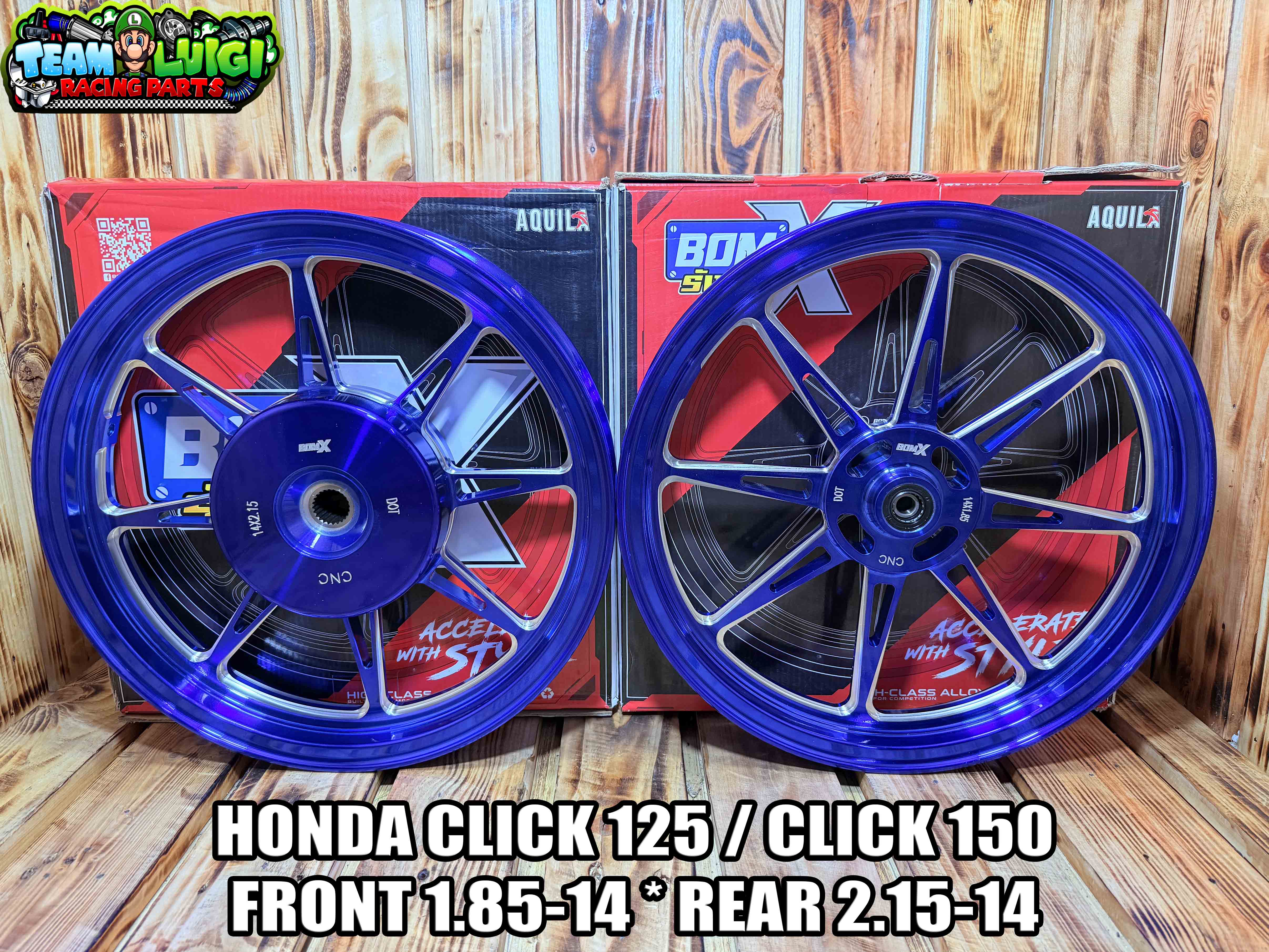 BOM X AQUILA CNC MAGS 14s 8 SPOKES HONDA CLICK 125 / CLICK 150 (MADE IN ...