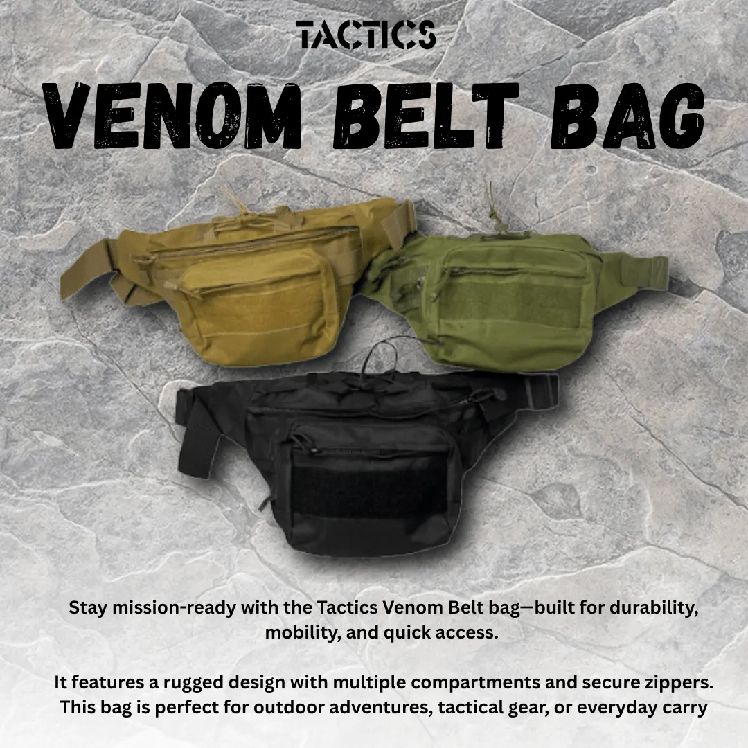 Tactics Venom Fanny Pack –Black Tactical Belt Bag for Men & Women ...