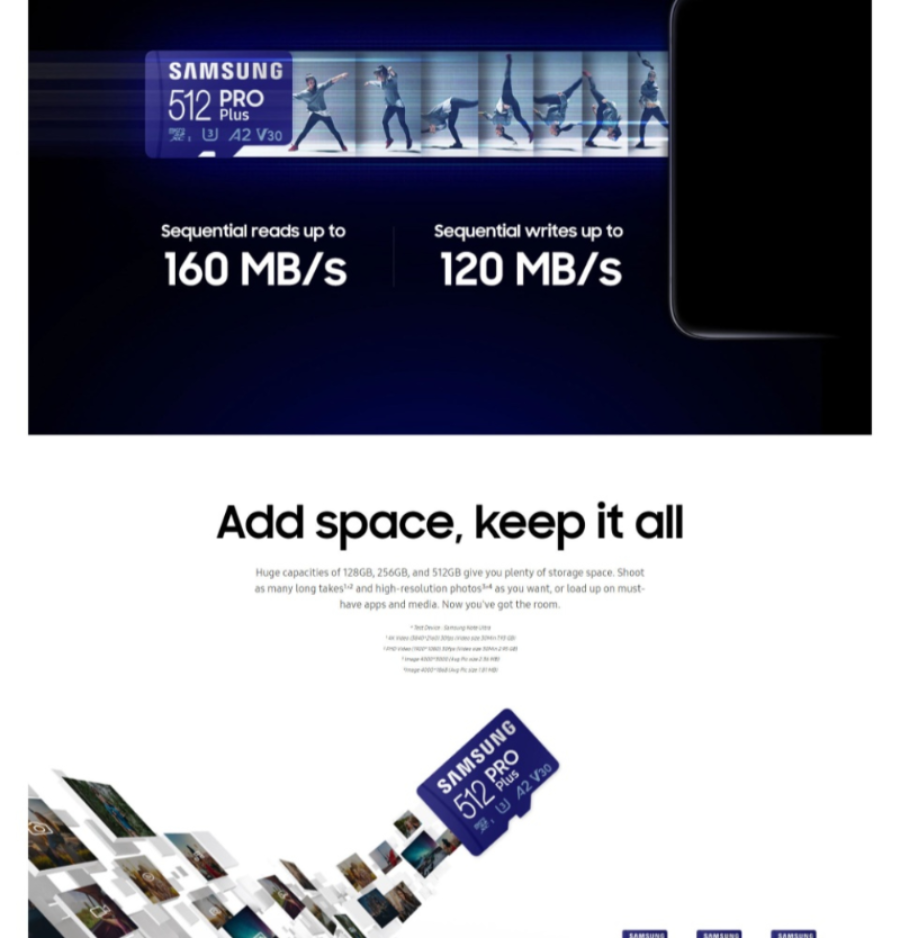 Samsung PRO PLUS Micro SD Cards 128GB 256GB 512GB 1TB SDXC Card | UHS-I U3 V30 A2 Memory Card ...