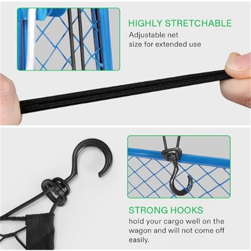 Wagon Cover Net with Flat Bungee Cords Heavy Duty Cargo Net with Metal ...