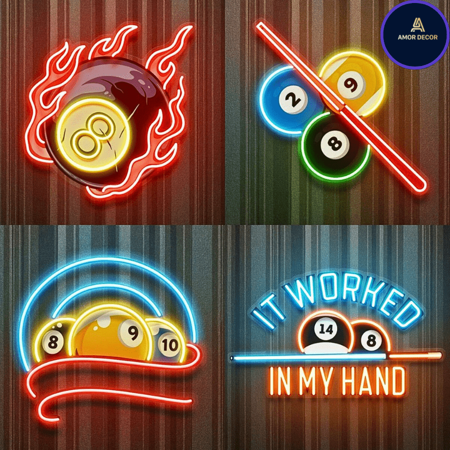 Neon Lights Billiard Use Room Decor, Billiard Shop Decoration Material ...